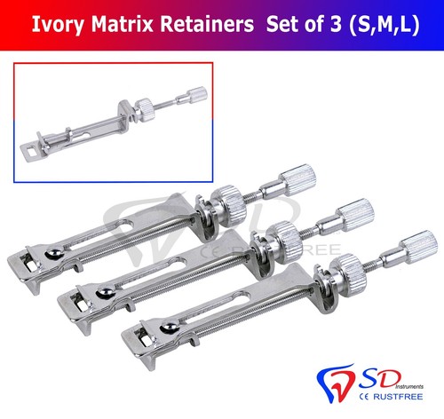 SQUIVELAND SIQVELAND MATRIX RETAINER SET OF 3 RESTORATIVE STEEL DENTAL ...