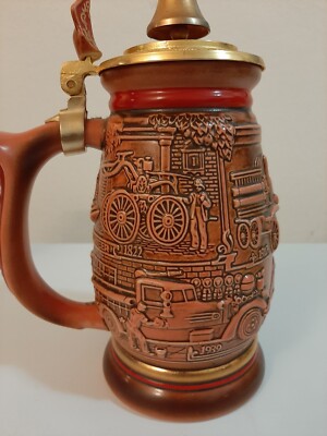 1989 Avon “Tribute To American Firefighters” Stein Tankard Bell On Top ...