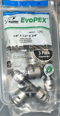 3 Pack SharkBite EvoPEX 3/4 in. x 1/2 in. x 3/4 in. Push-to-Connect 48E ...