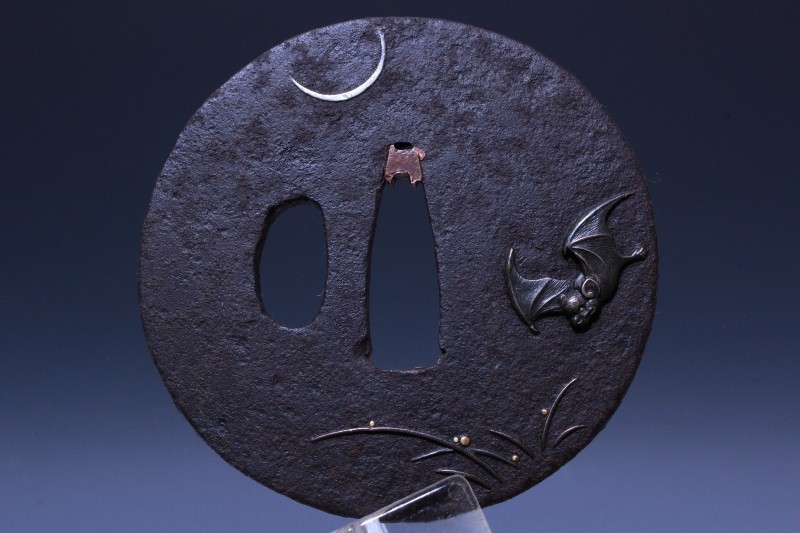 Japan Antique Edo kinko tsuba Bat 蝙蝠図 katana sword koshirae Nihonto ...