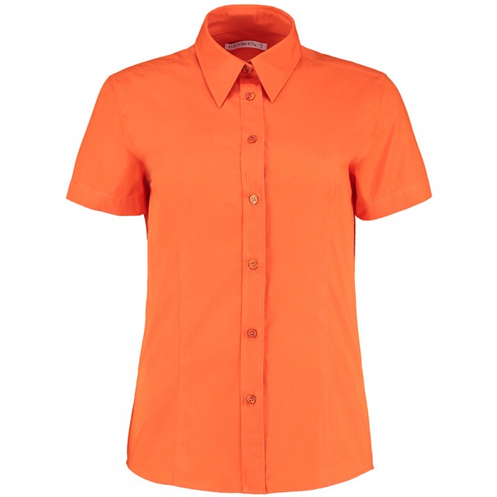 Ladies Kustom Kit KK728 bright orange work blouse shirt top Casual ...