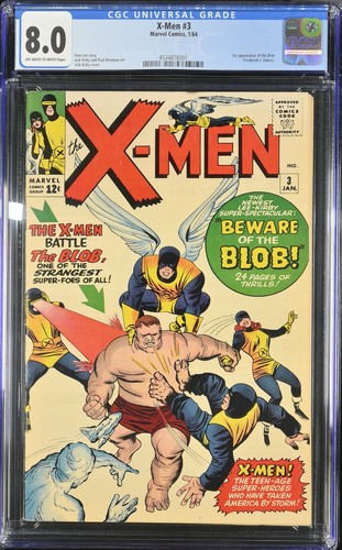 X-Men #3 CGC VF 8.0 1st Appearance Blob Cyclops Angel! Jack Kirby Cover ...