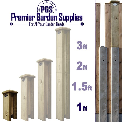 1ft (30cm) Timber/Concrete Garden Fence Panel 100x100mm Post Extender ...