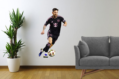 Lionel Messi Wall Sticker Vinyl Removable Decal Soccer Decor Black ...