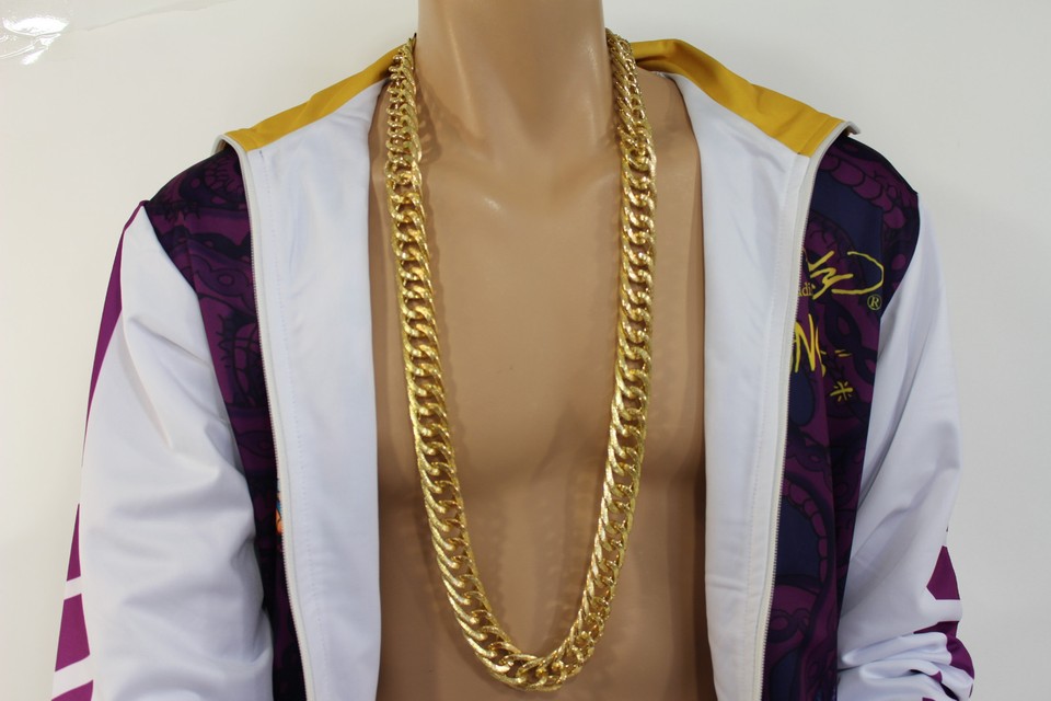 Men Chunky Metal Thick Chain Bold Link Long Fashion Necklace Gold Color ...