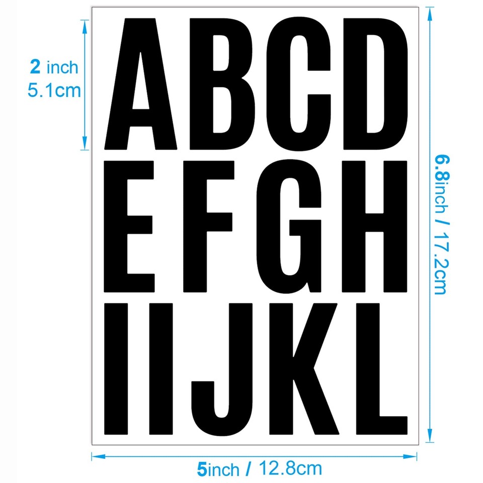 24 Sheets 2 Inch Self Adhesive Letters Stick on Vinyl Letters Capital ...