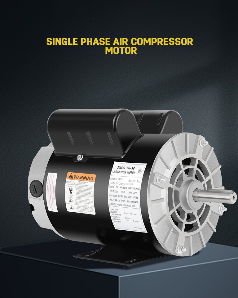 5SPL HP Air Compressor Motor Single Phase 3450 RPM 56 Frame 5/8" Shaft ...