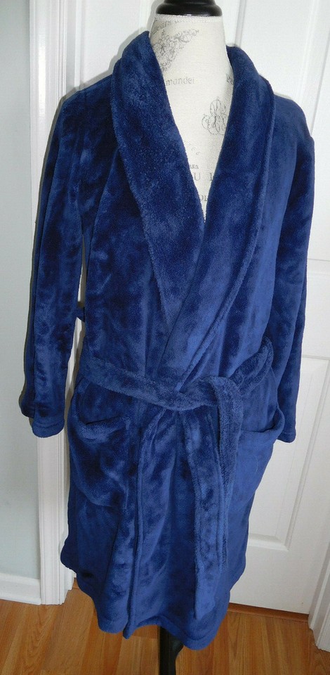 SOFT COMFY NAVY GILLIGAN & O'MALLEY WOMEN'S WRAP AROUND ROBE w/TIE SIZE ...