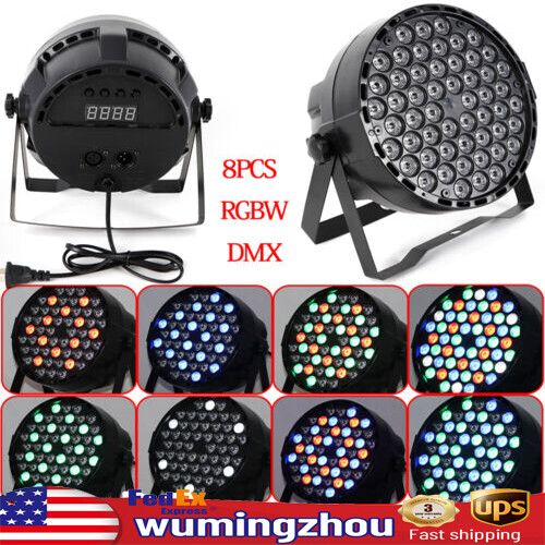 8pcs 54 x 3W RGBW DMX LED Par Stage Light Lighting Club Light Lamp Show ...