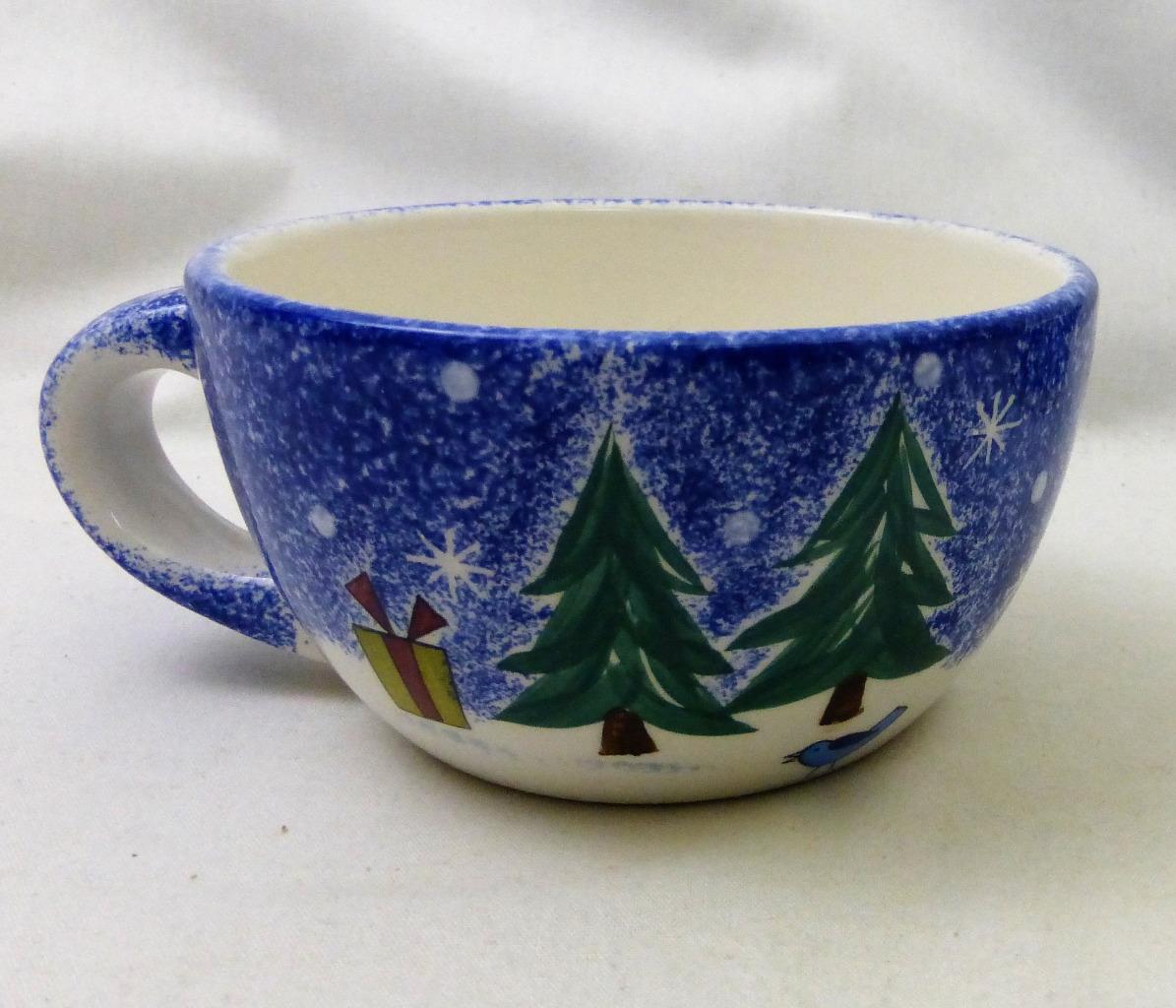 Frosty Snowman Teapot Cup Tea for One Studio Nova Blue Trees Snowflakes ...