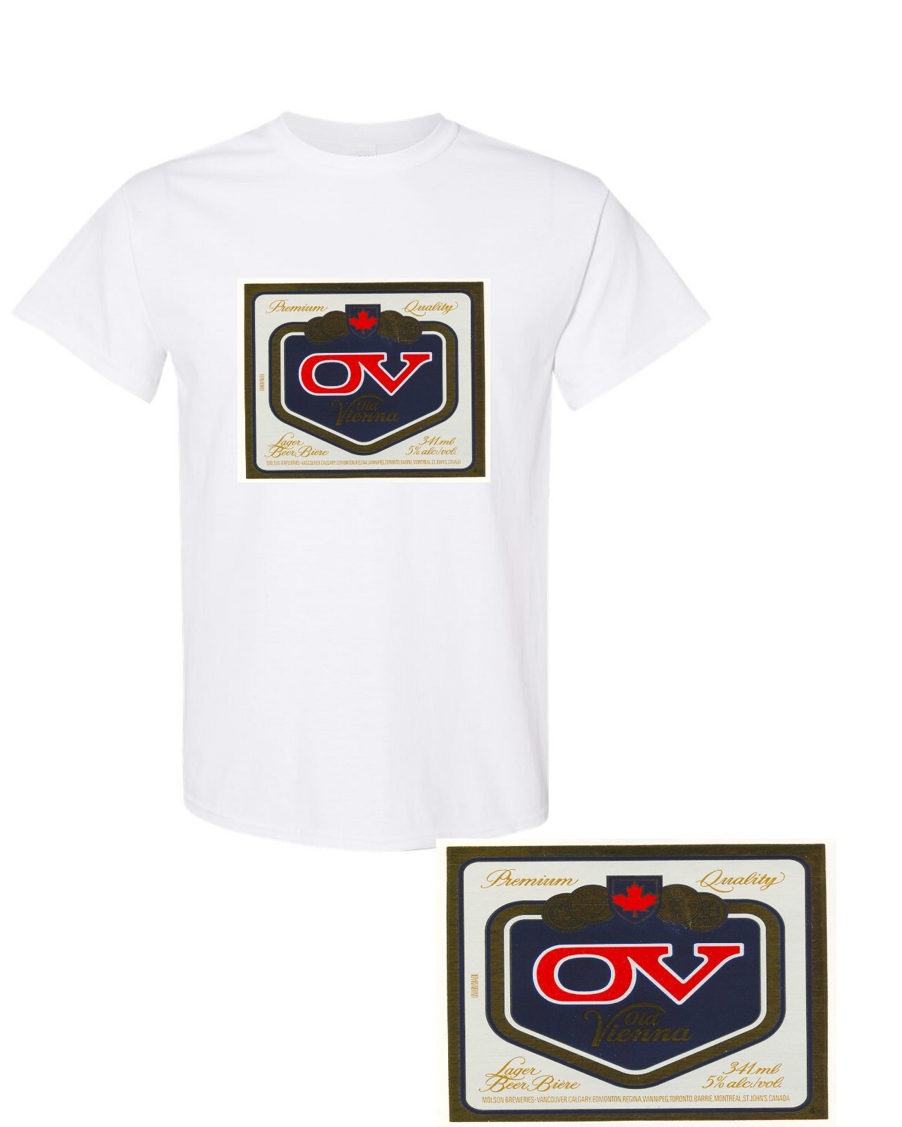 OV Old Vienna Canada Vintage Beer Label T Shirt Sizes Small through ...