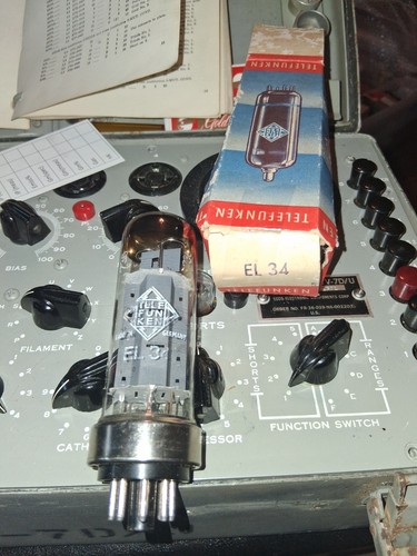 1 Strong very lightly used Telefunken Metal base EL34 / 6CA7 tube #GH48 ...