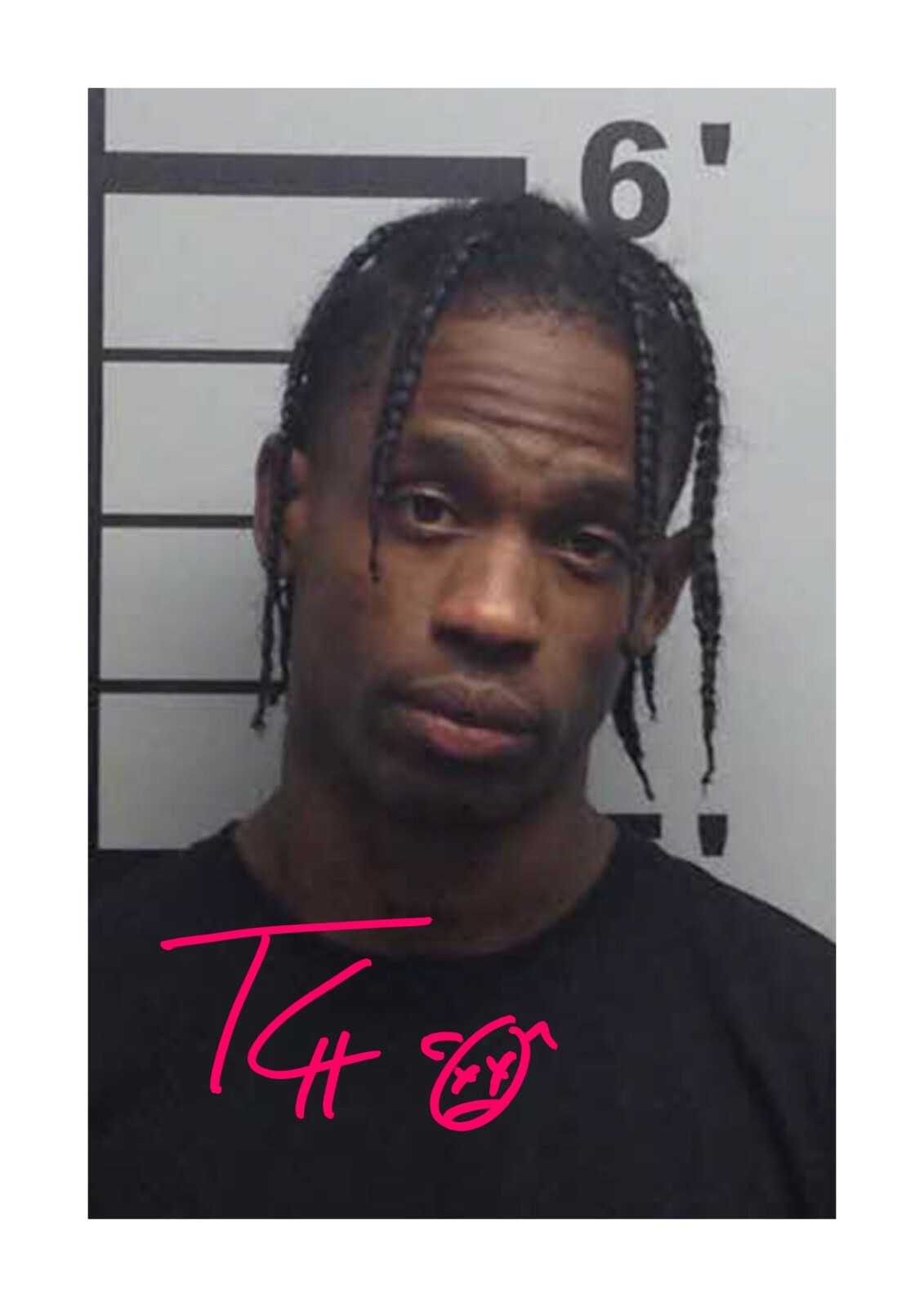 Travis Scott Mug Shot A4 reproduction autograph poster with choice of ...