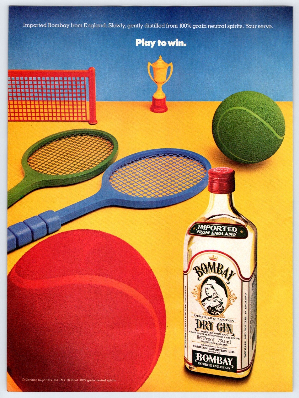1984 TENNIS BOMBAY DRY GIN Vintage 8"X11" Magazine Ad 1980's JNA12 | eBay