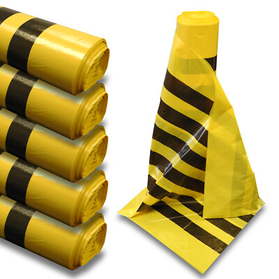RE-GEN Clinical Waste Disposal Tiger Stripe Sacks Yellow 90ltr, 5 Rolls ...