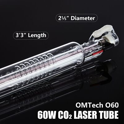 OMTech Replacement Laser Tube for CO2 Laser Engraver 60W Dia 50mm ...