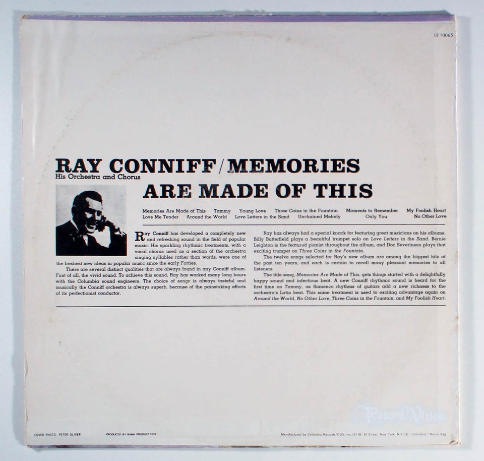 Ray Conniff - Memories Are Made of This (1960) Vinyl LP • Limited ...