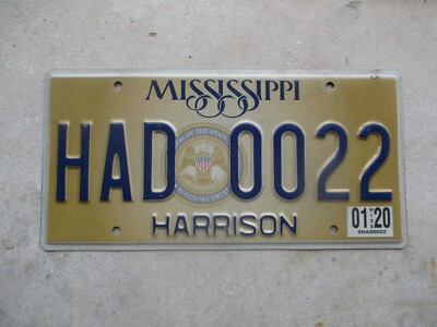 Mississippi Harrison county license plate # HAD 0022 | eBay
