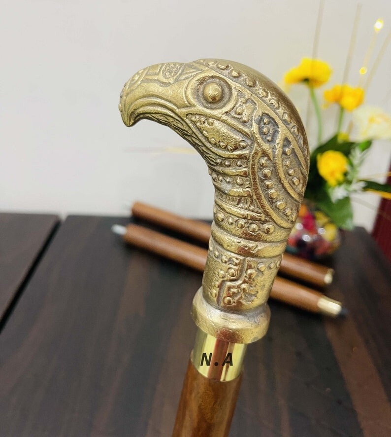 Eagle Head Walking Cane Antique Eagle Handle Wooden W… - Gem
