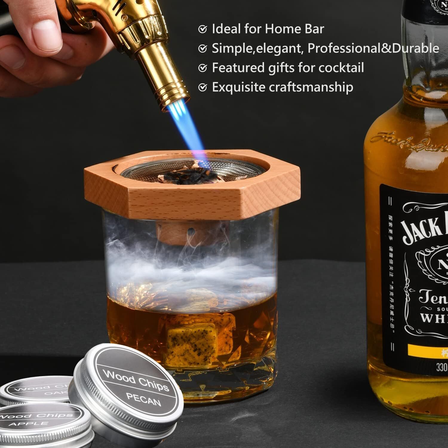 Cocktail Smoker Kit,Six Flavors of Wood Smoker Chips Bourbon/Wiskey (NO ...