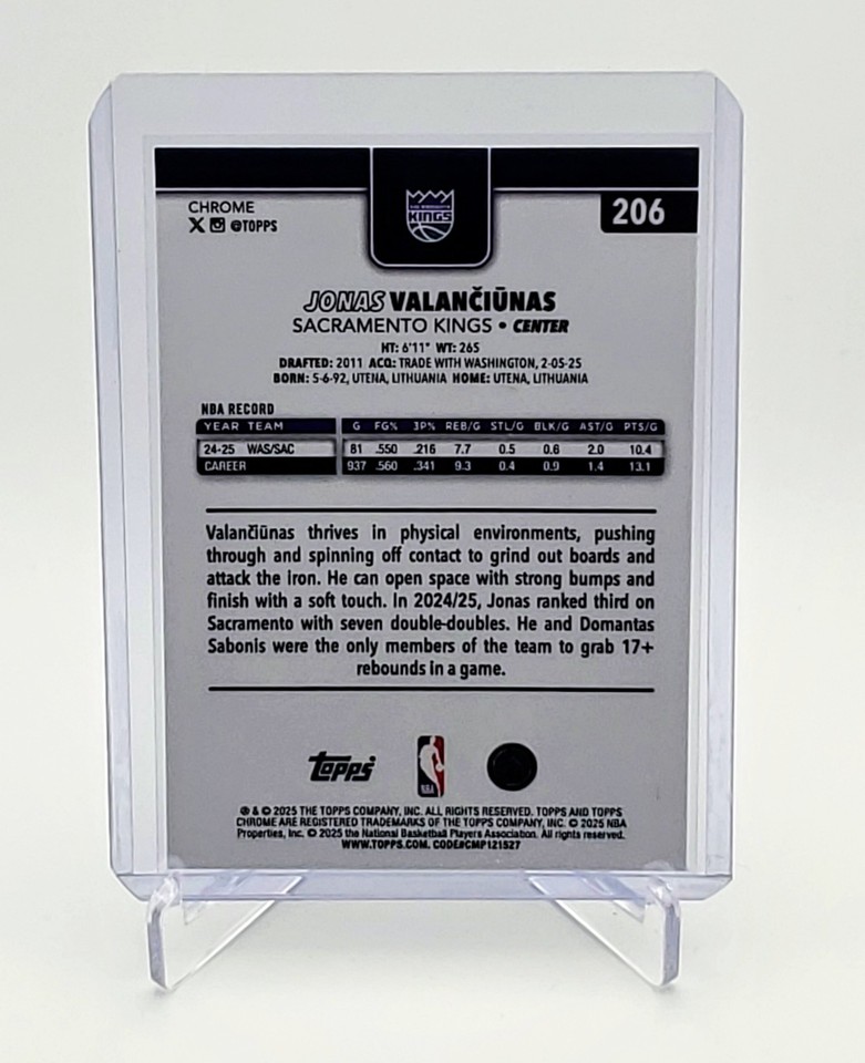 2025-26 Topps Chrome #206 Jonas Valanciunas Prism Refractor | eBay UK