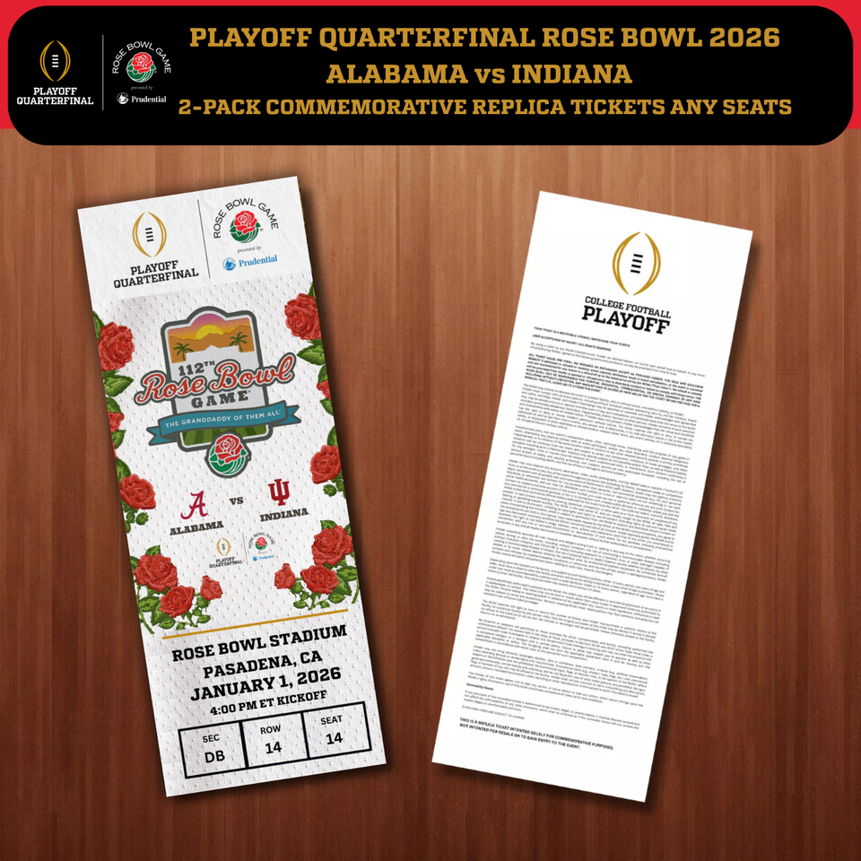 2-PACK: INDIANA vs ALABAMA 2026 CFP Rose Bowl Customizable Replica ...
