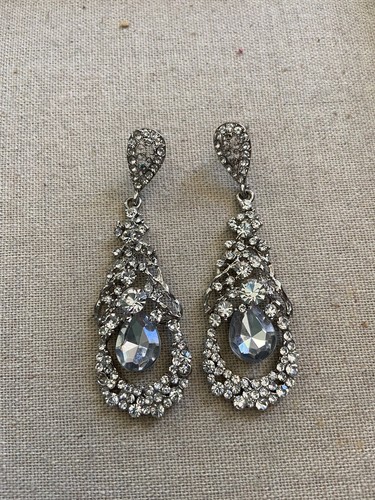 Wedding Prom Bridal Fancy Crystal Rhinestone Dangle Earrings Long ...