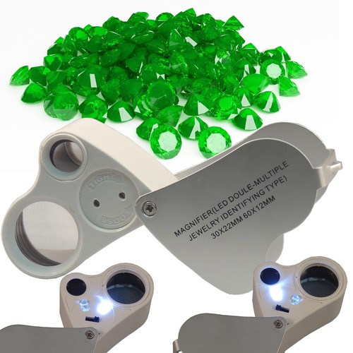 60X 30X Magnifier Loop Magnifying Glass Jeweler Eye Loupe Lens LED ...