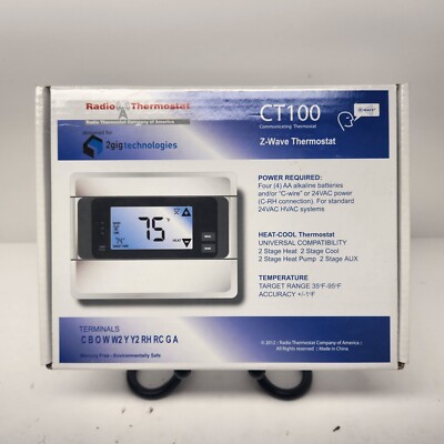 Vivint Radio Thermostat - 2gig Technologies CT100 Z-Wave Programmable ...