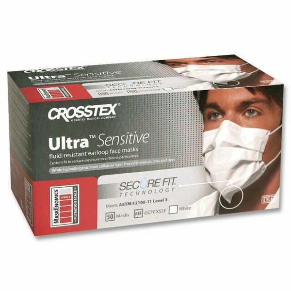 Crosstex GCFCXS Ultra Sensitive Earloop Disposable Face Mask - 50 Pack ...
