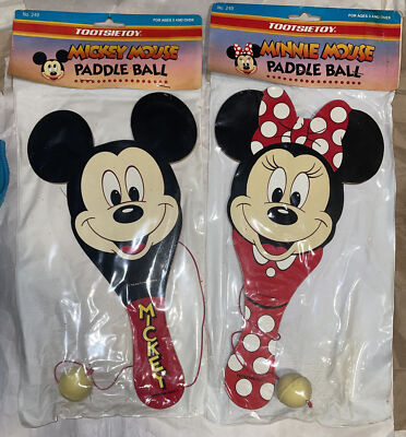 Vtg Tootsie Toy Mickey & Minnie Mouse Paddle Ball Game New Sealed ...