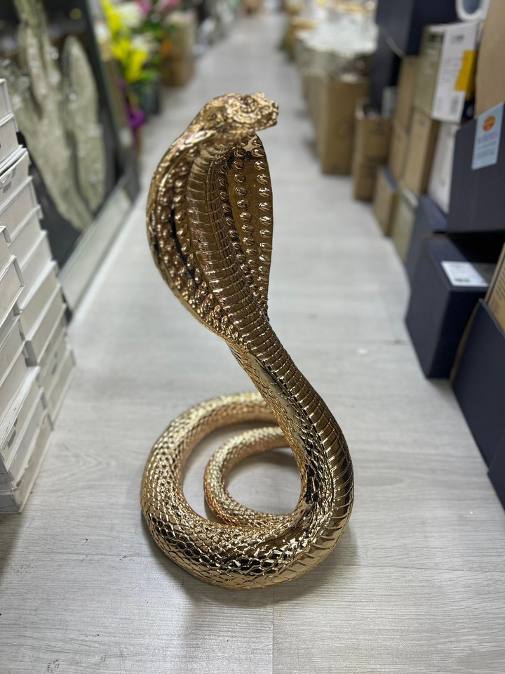 Large Italian Luxury Cobra Snake Ornament BLACK GOLD SILVER Romany ...