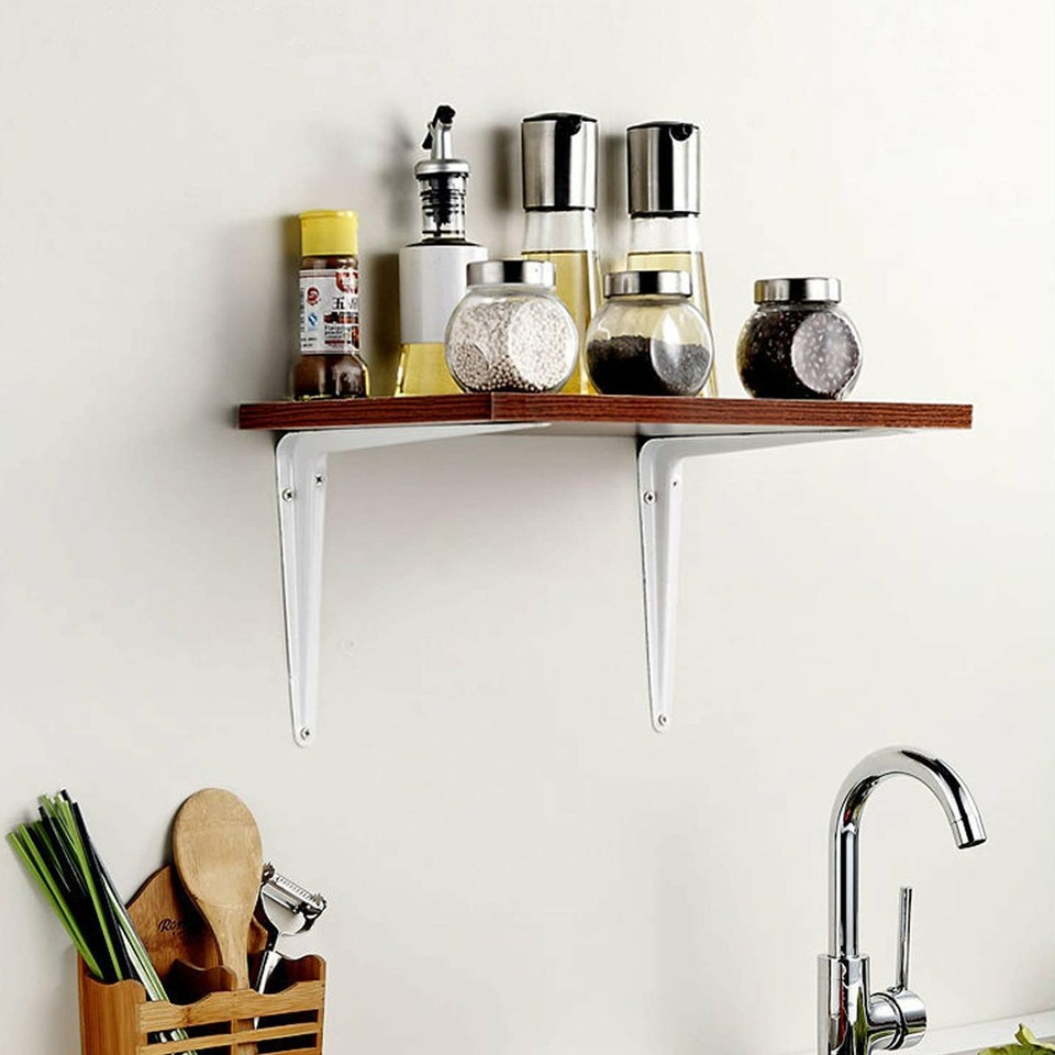 4 Pcs 10" x 12" inch Utility Metal Wall Shelf Corner Bracket Support ...