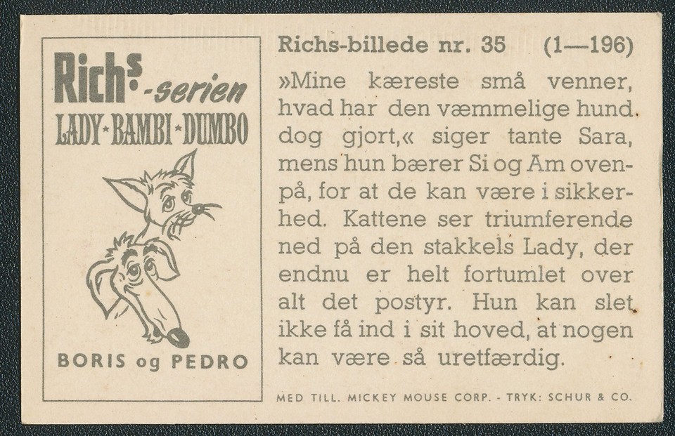1956 RICH'S COFFEE WALT DISNEY LADY BAMBI DUMBO DUTCH TRADING CARD #35 ...