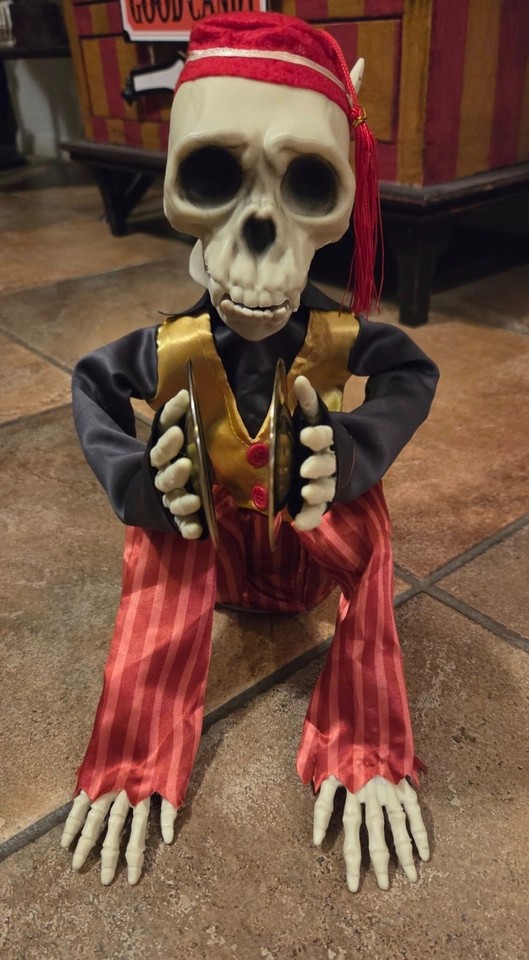 Rare Cymbal Playing Skeleton Zombie Monkey Halloween Motion Activated ...