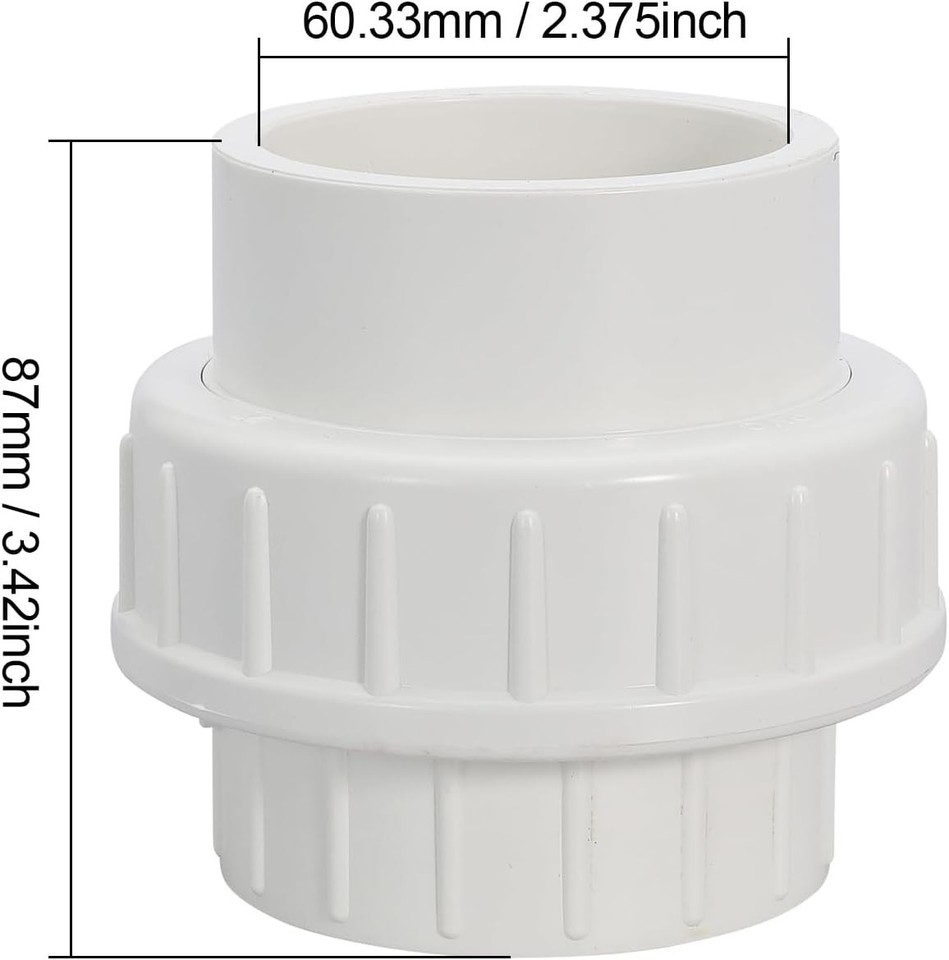 2" PVC Union Coupling Pipe Fitting, 2" Slip Union Schedule 40, EPDM O ...