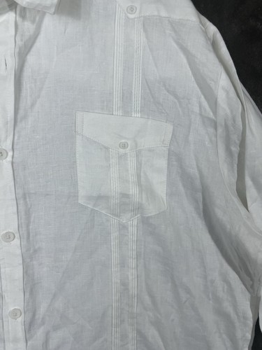 Cubavera Guayabera 100% Linen White Long Sleeve Pintuck Button Mens XXL ...