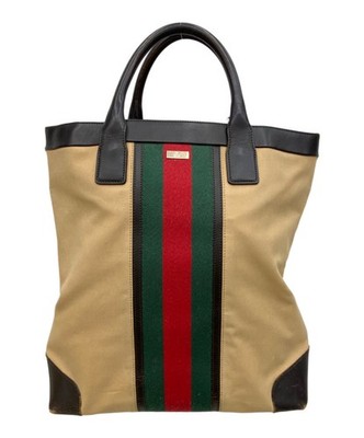 Gucci Tote Bag GG Canvas Leather Handbag Height 15in Width 15.8in Depth ...