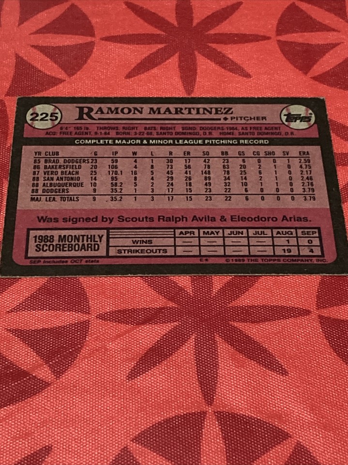 1989 Topps Ramon Martinez Los Angeles Dodgers Pitcher #225 | eBay