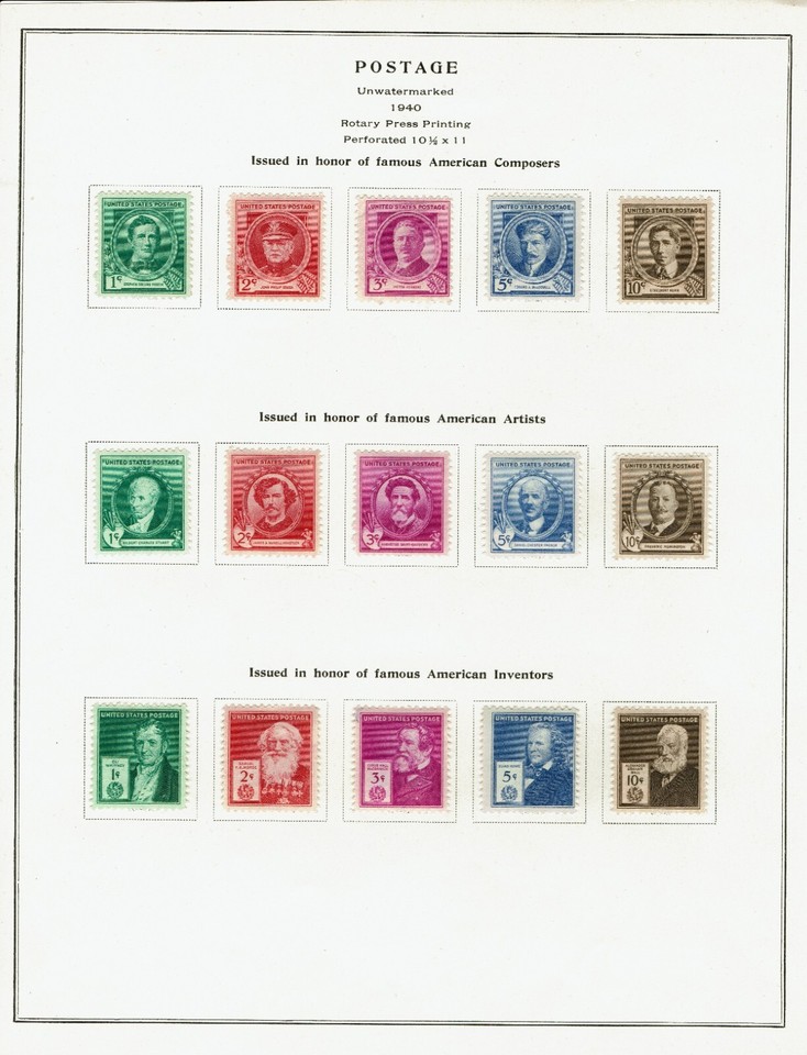 Scott 859-893 "Famous Americans" Stamp Set, Mounted on Album Pages | eBay