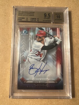 BRYCE HARPER Auto 2017 Bowman Chrome Ascent SIGNED Card #/99 BGS 9.5/10 ...