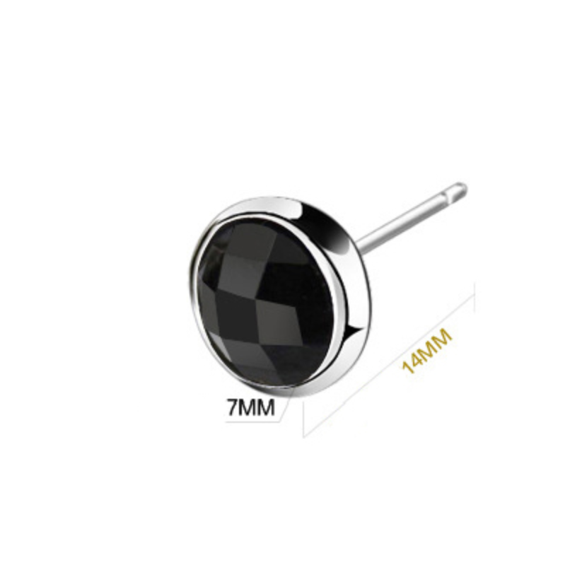 Wholesale 925 Sterling Silver Convex Black Crystal Round Stud Pin ...