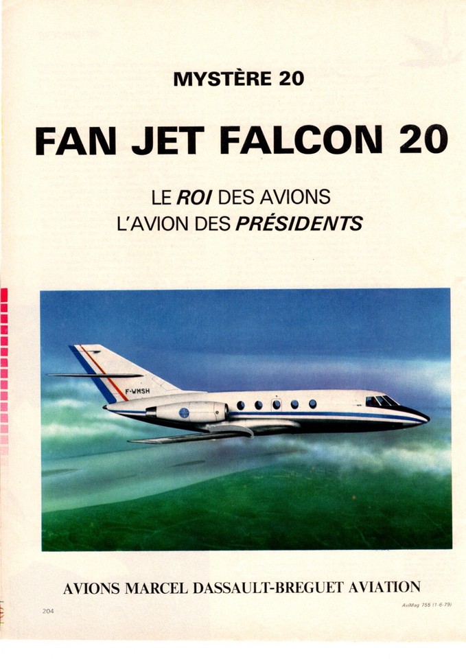 1979 FAN JET FALCON 20 PRINT AD FRENCH AIRPLANE VINTAGE PRINT AD | eBay
