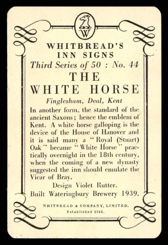 Whitbread - 'Inn Signs S3 (Card)' (1951) - #44 - The White Horse ...