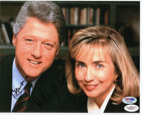 HILLARY RODHAM CLINTON & BILL CLINTON SIGNED 8X10 PHOTO PSA JSA COA ...
