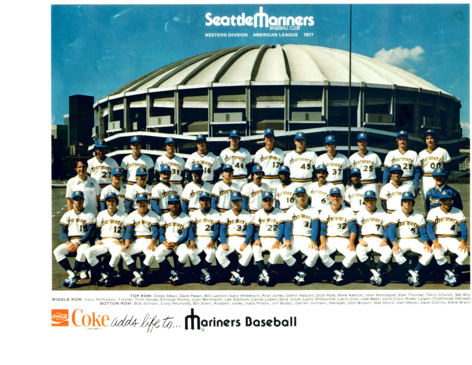 1977 SEATTLE MARINERS 1ST YEAR TEAM PHOTO SEGUI BUSBY BASEBALL USA ...
