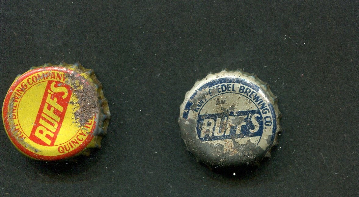 Ruff's Beer Quincy, IL (2) Beer Bottle Caps - 2 Diff Colors - Yellow ...