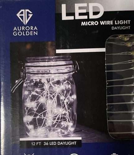 Aurora Golden Blue Micro 36 LED Wire Light Battery Powered Rope Light ...