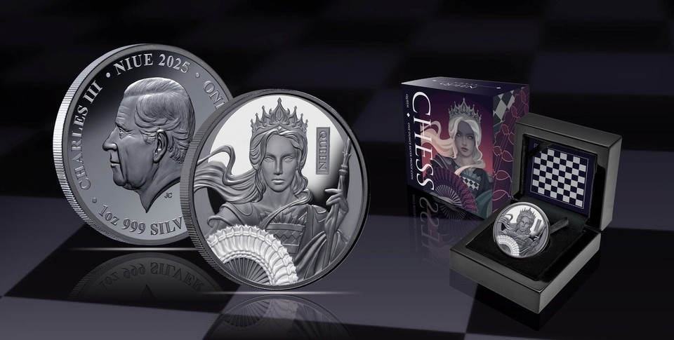 Niue 2025 CHESS QUEEN $1 1 Troy Oz Pure Silver Black Proof in OGP ...