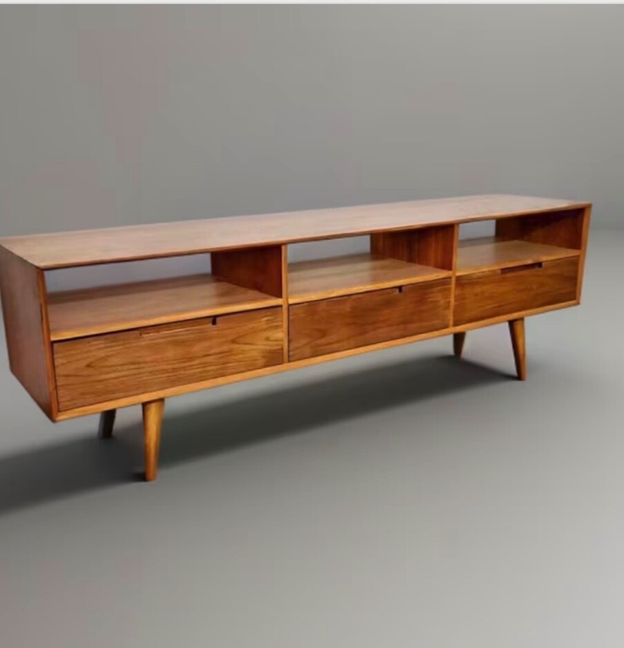 71” Solid Teak Media Console Mid Century Modern Media Console MCM TV ...